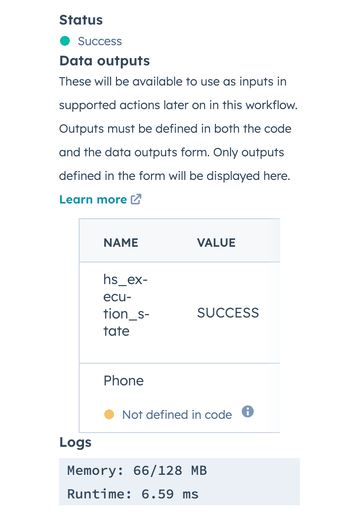 Workflows | Custom Code Actions - HubSpot docs
